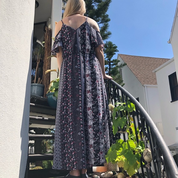 Dresses | Flirty Cold Shoulder Floral Print Maxi Dress | Poshmark